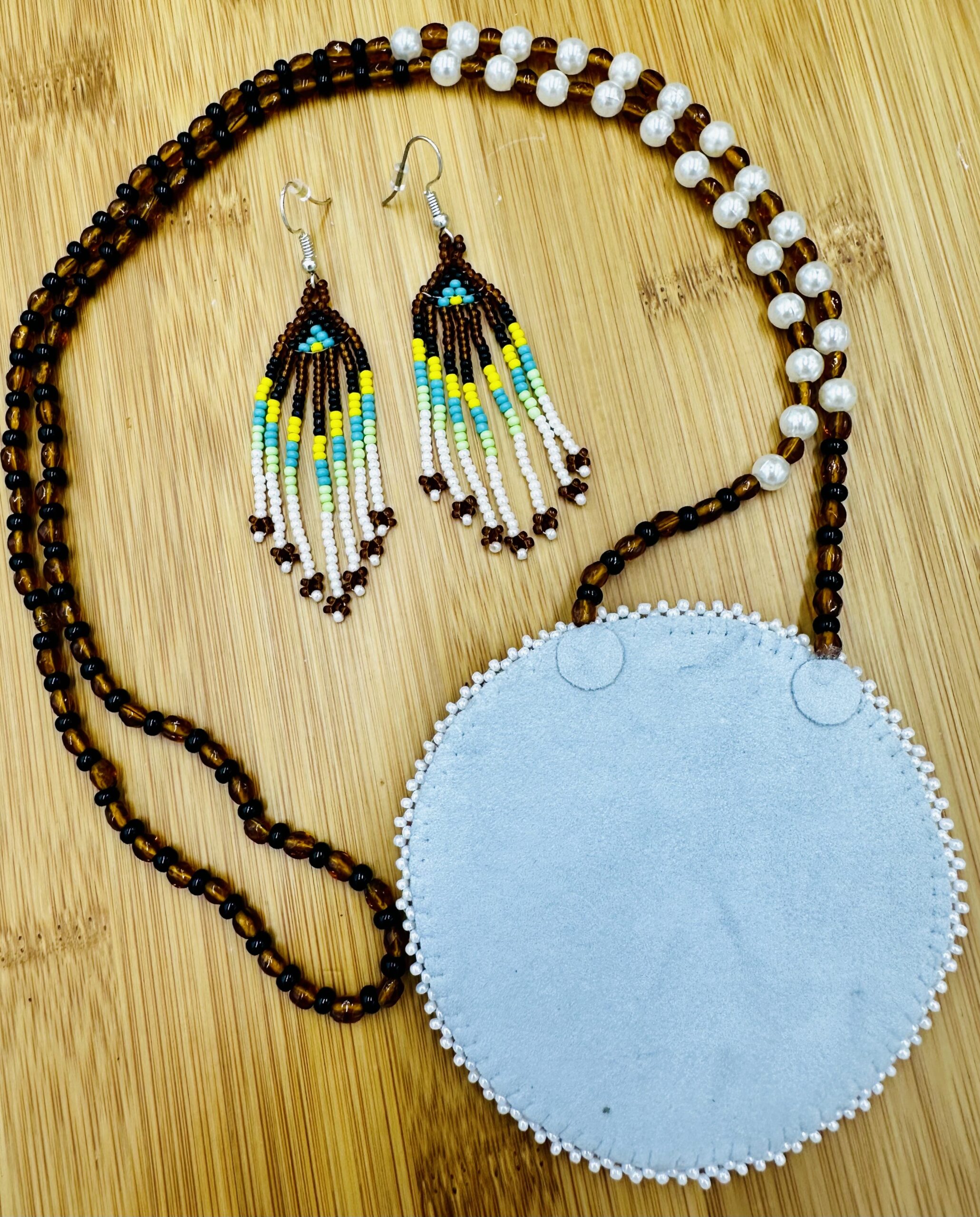 Handmade beaded Hawk Brown necklace earrings set - WholesaleBeaded.com