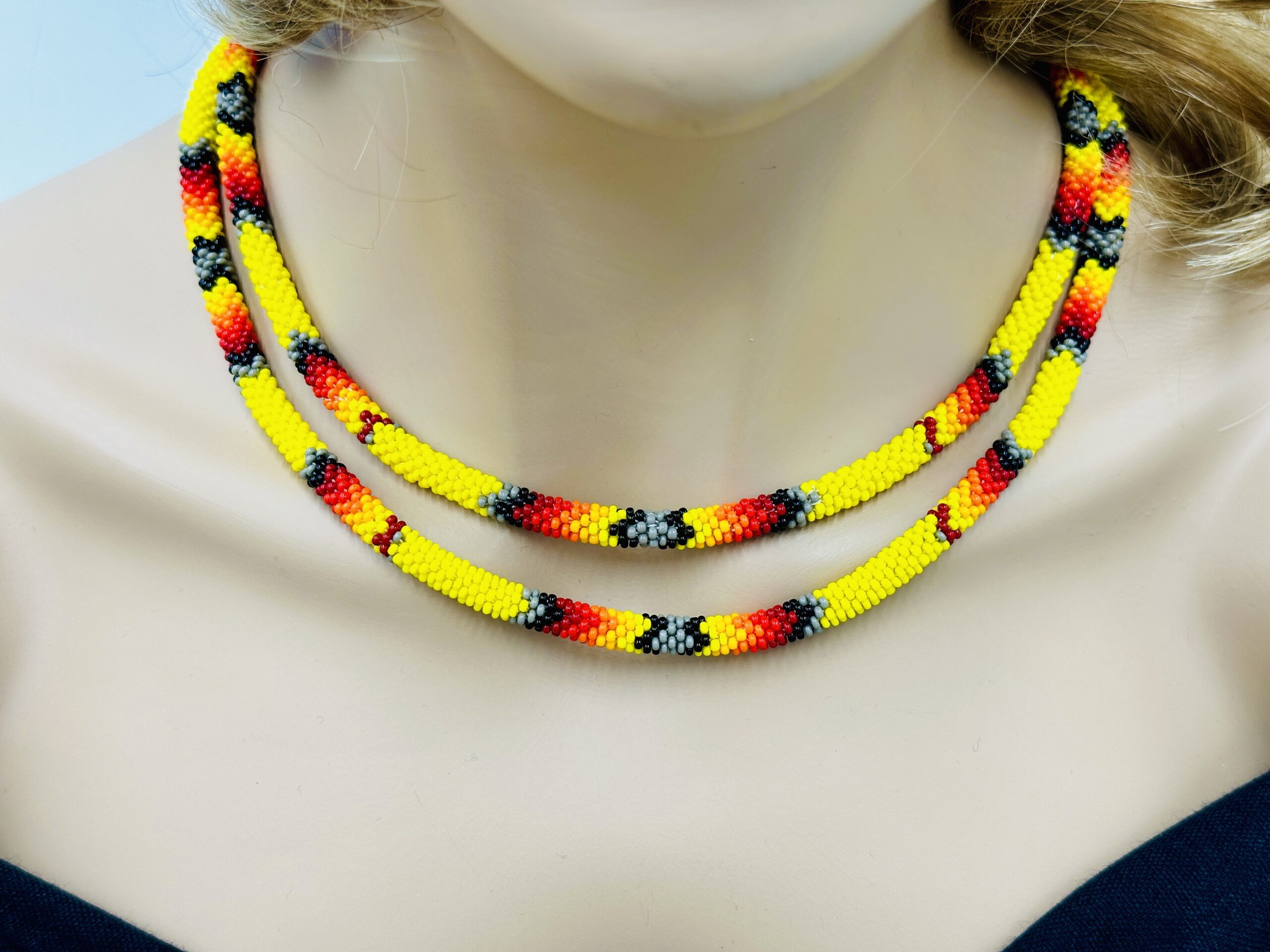 Handmade Beaded Yellow Rope double layered necklace - WholesaleBeaded.com